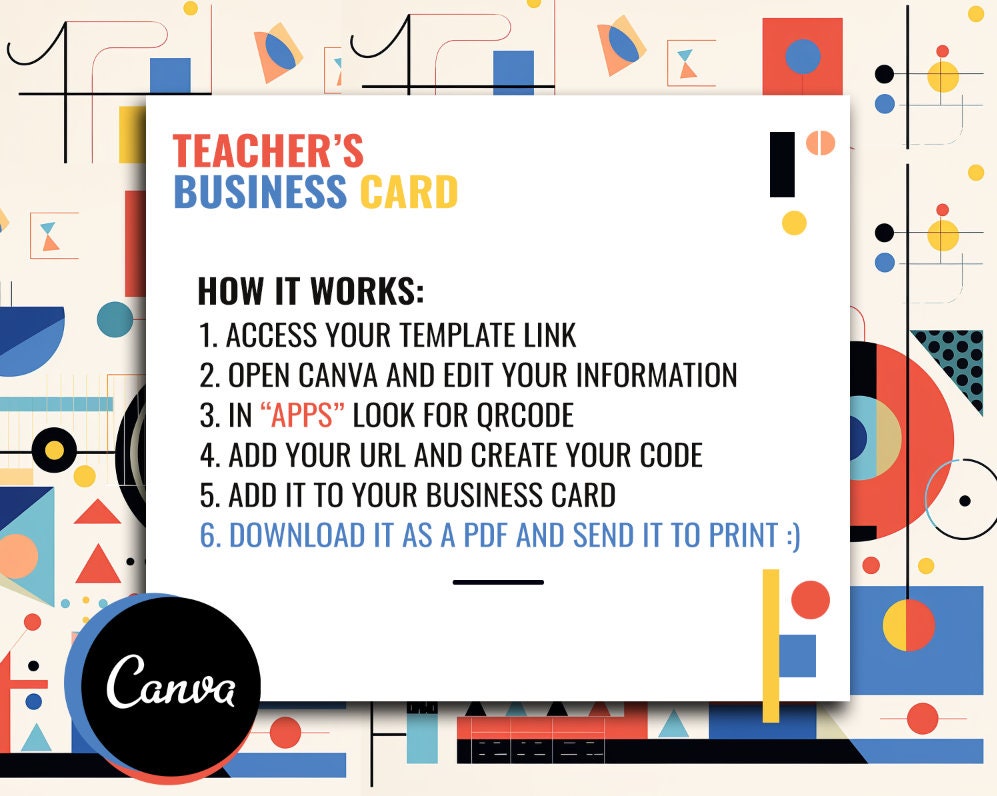 Editable Teacher Business Card Template Minimalistic & Cute - Etsy