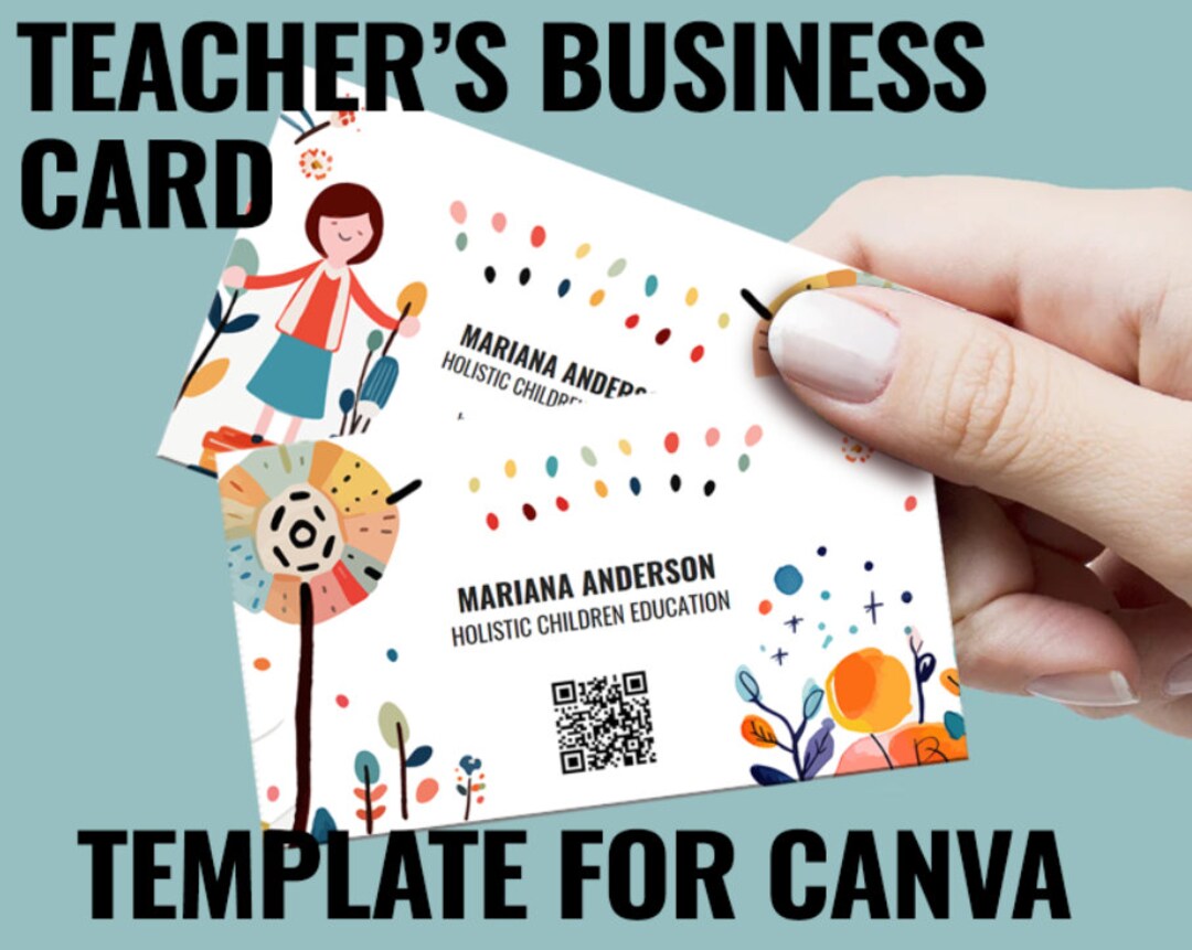 Editable Teacher Business Card Template - Minimalistic & Cute Design ...