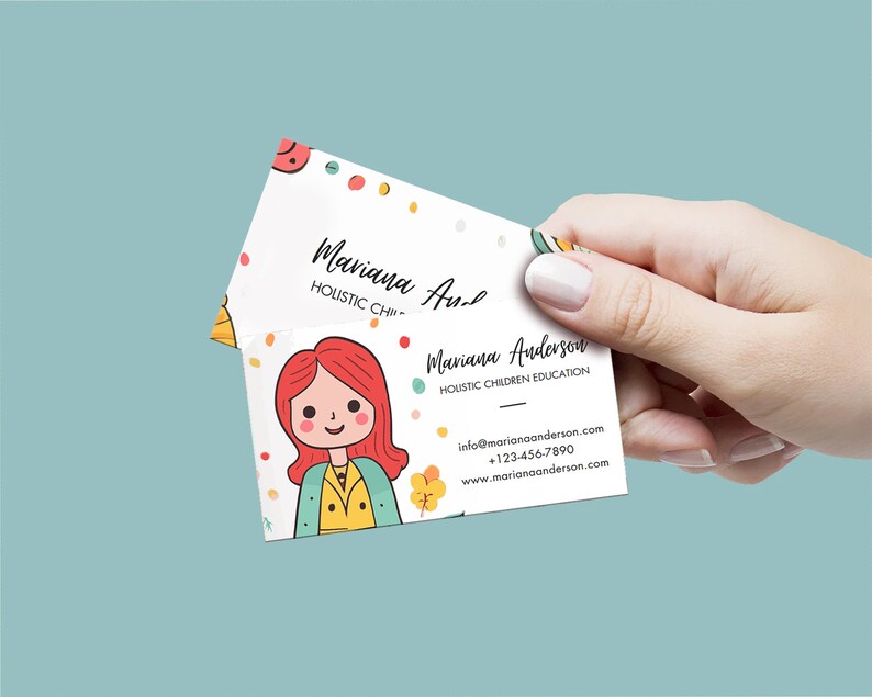 Editable Teacher Business Card Canva Template - Minimalistic & Cute ...