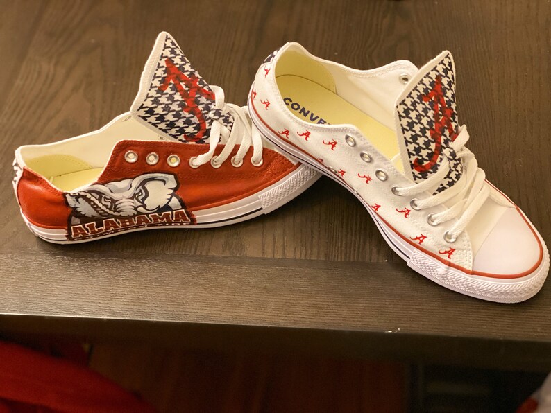 Crimson and White Alabama Converse - Etsy