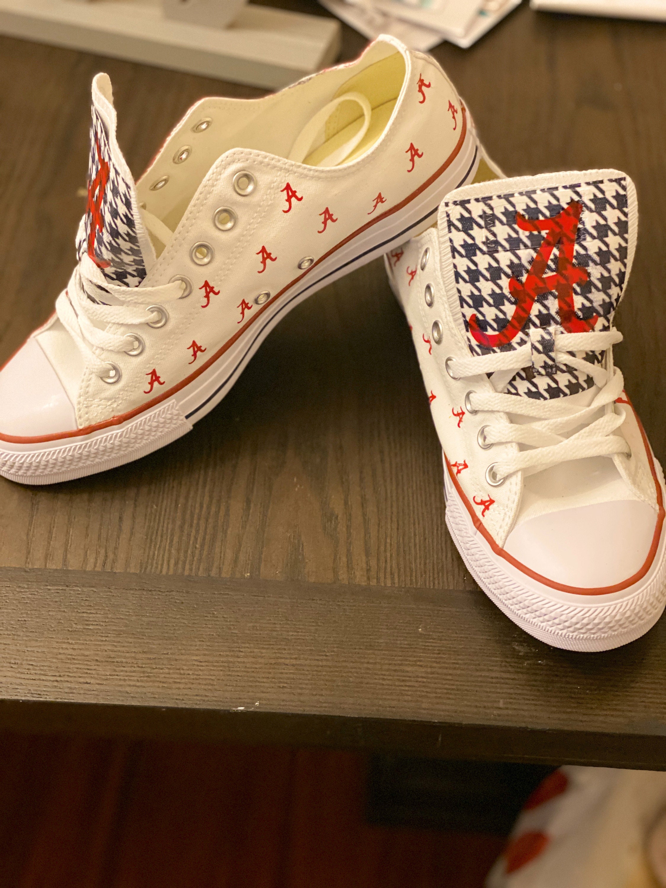Crimson and White Alabama Converse - Etsy