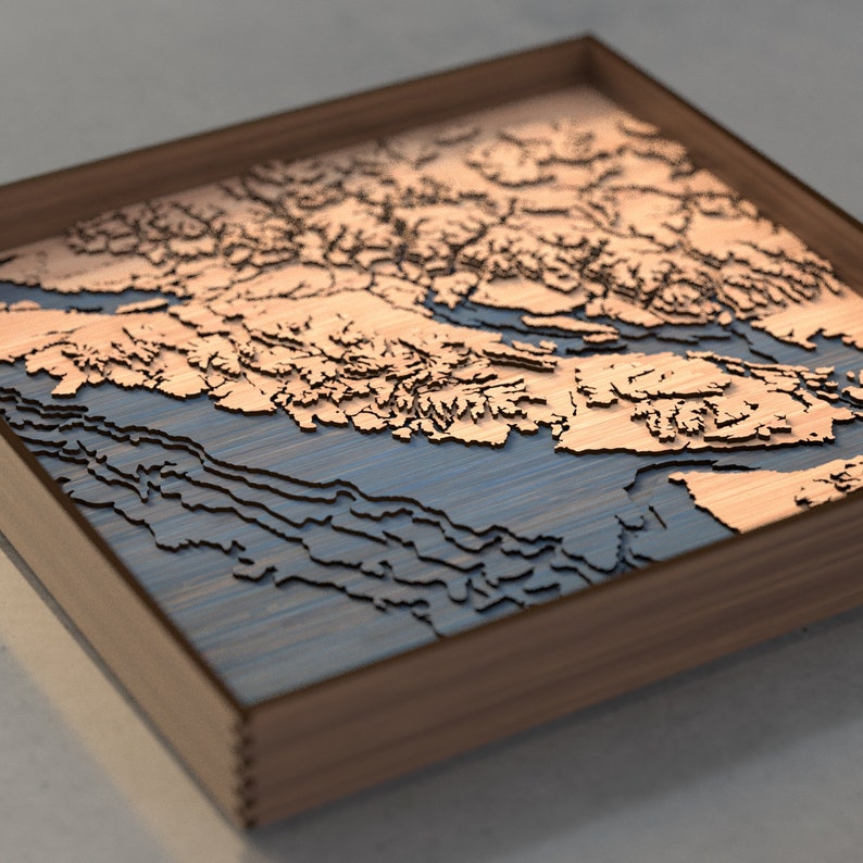 3D Laser Cut Topographic Map of Vancouver Island | Etsy