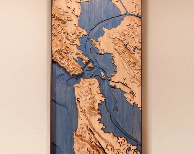 3D Laser Cut Topographic Map of the San Francisco Bay - Etsy