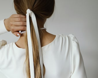 Bridal White Hair Ribbon Chiffon Hair Ribbon for Bride Boho Hair ...