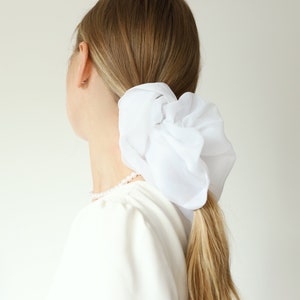 White Chiffon Wedding Scrunchie - Boho Bridal Hair Accessory - Etsy