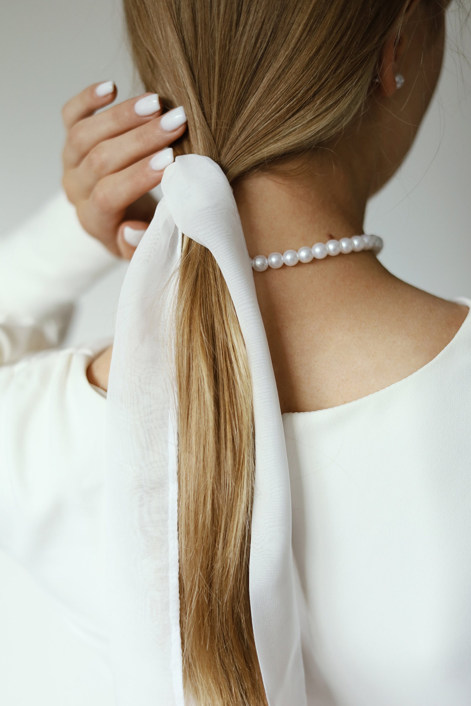 Bridal White Hair Ribbon Chiffon Hair Ribbon for Bride Boho Hair ...