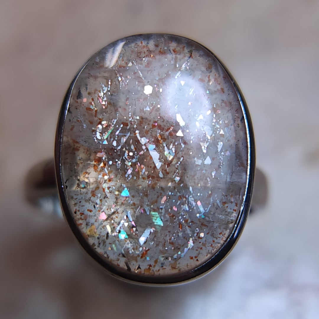 Australian Rainbow Lattice Sunstone Ring 19 X 15mm A4273 - Etsy