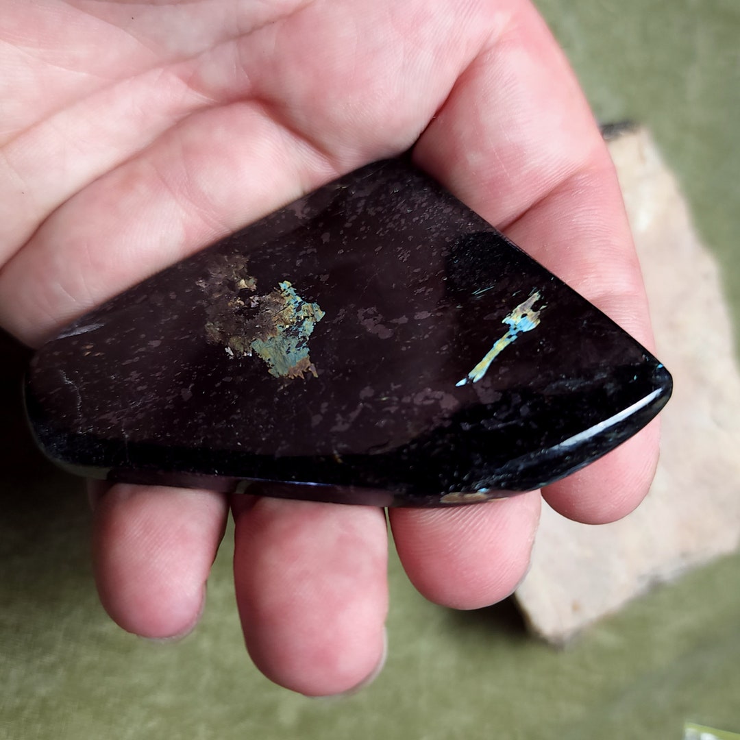 Large Polished Nuummite Specimen With Rare Large Patch Blue and Red ...