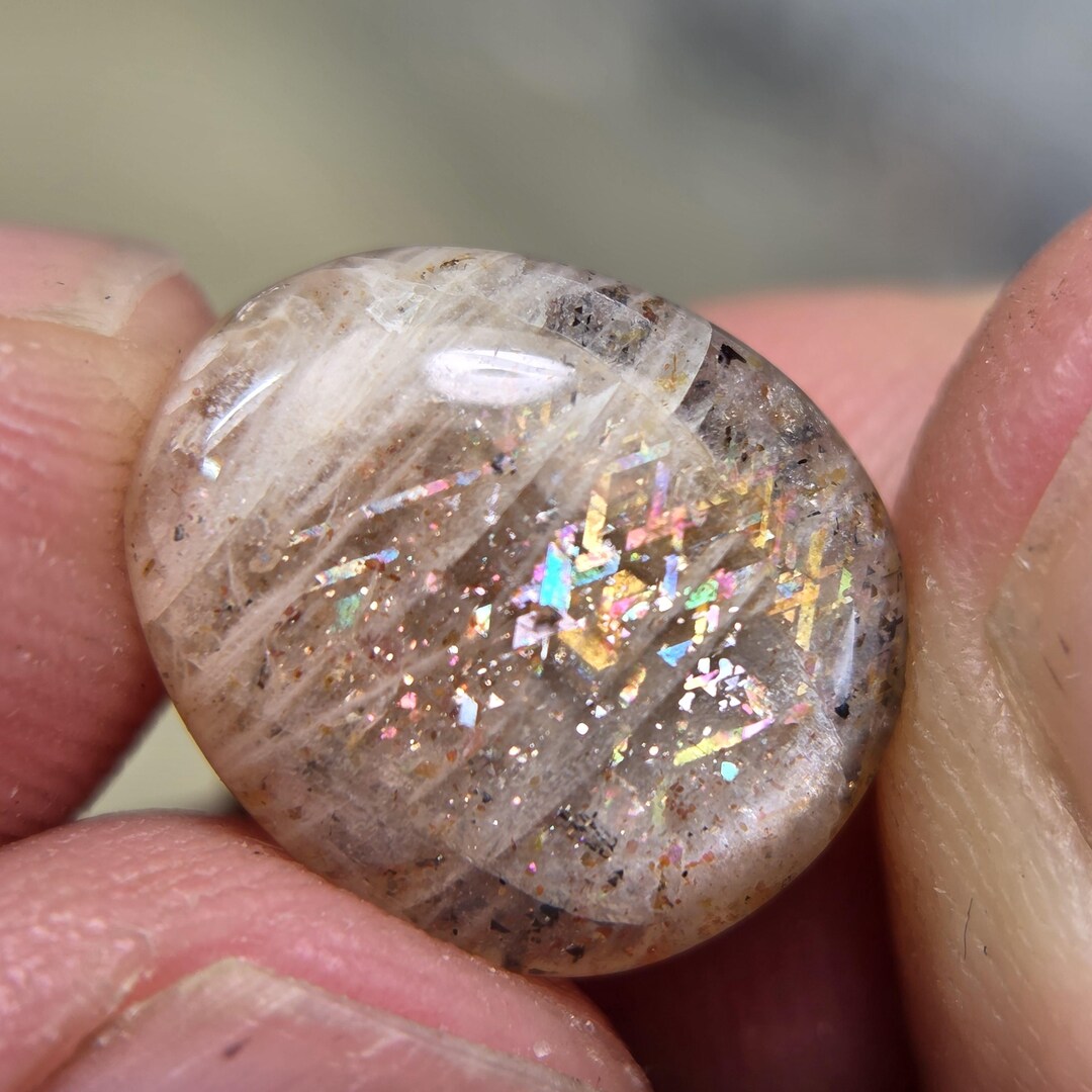 Australian Rainbow Lattice Sunstone Cabochon 15 X 13 Mm A4177 - Etsy