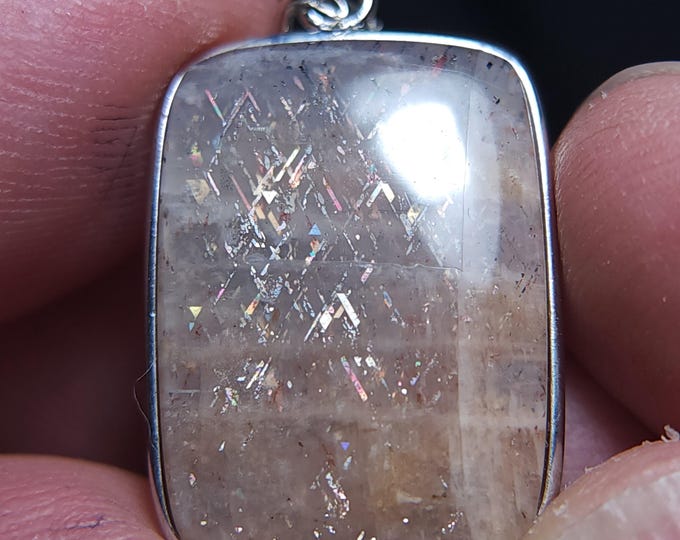 Australian Rainbow Lattice Sunstone Pendant 29 X 19mm A4526 - Etsy