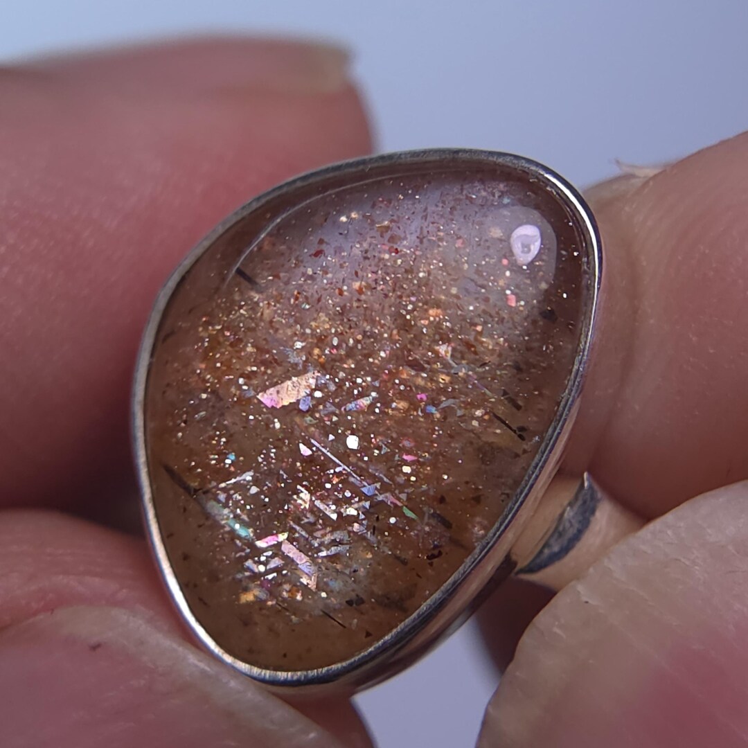 Australian Rainbow Lattice Sunstone Ring 18 X 14mm A4937 - Etsy