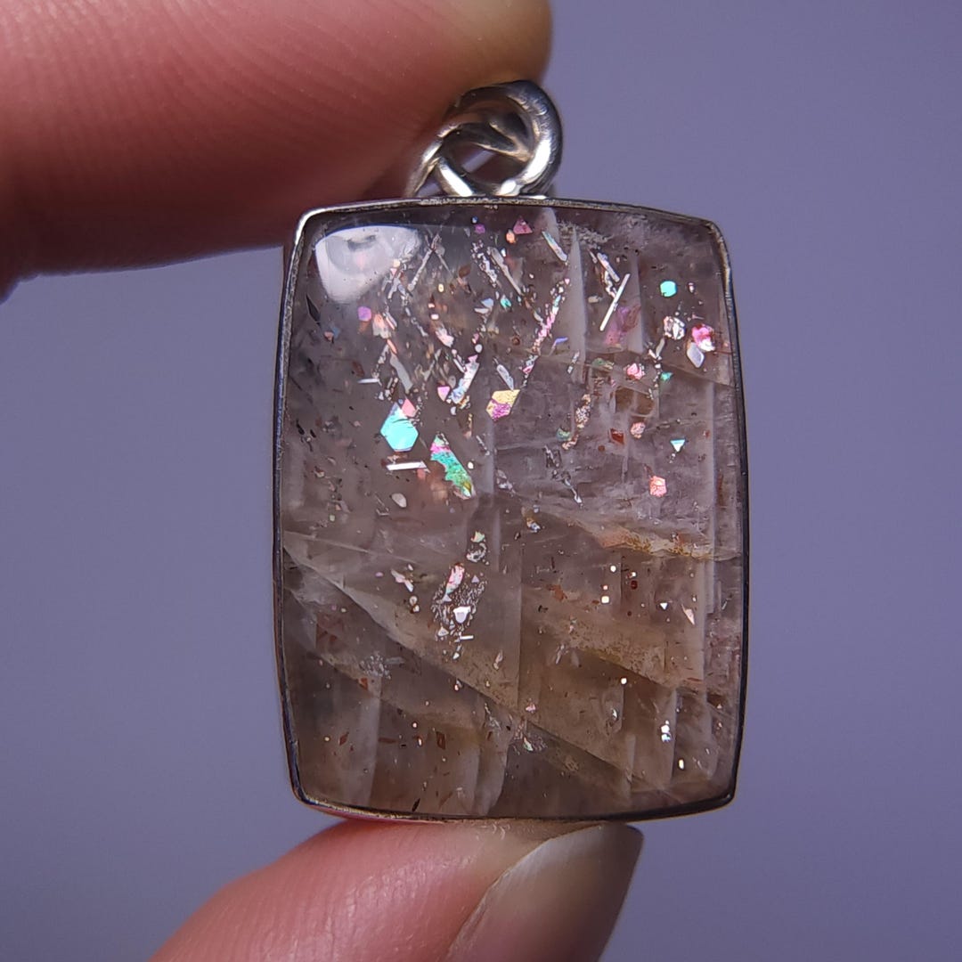 Australian Rainbow Lattice Sunstone Pendant 30x18 Mm A5070 - Etsy