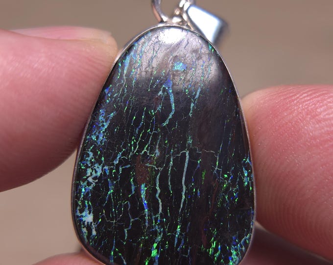 Black Matrix Boulder Opal Silver Pendant 33x20mm A4603 - Etsy