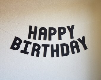 Black and Yellow Happy Birthday Banner Black and Yellow | Etsy