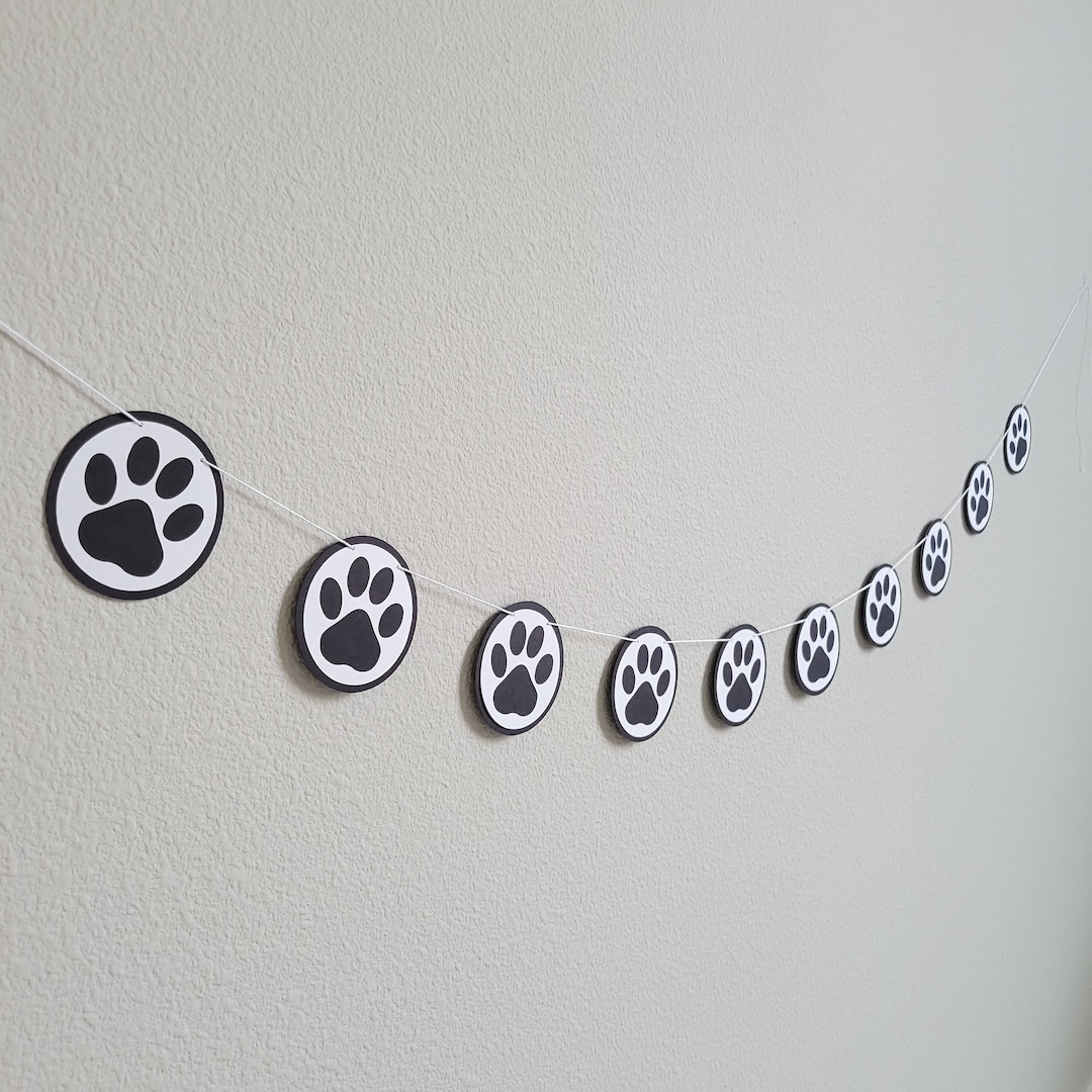 Paw Print Banner, Paw Print Garland, Dog Birthday Party, Cat Birthday ...