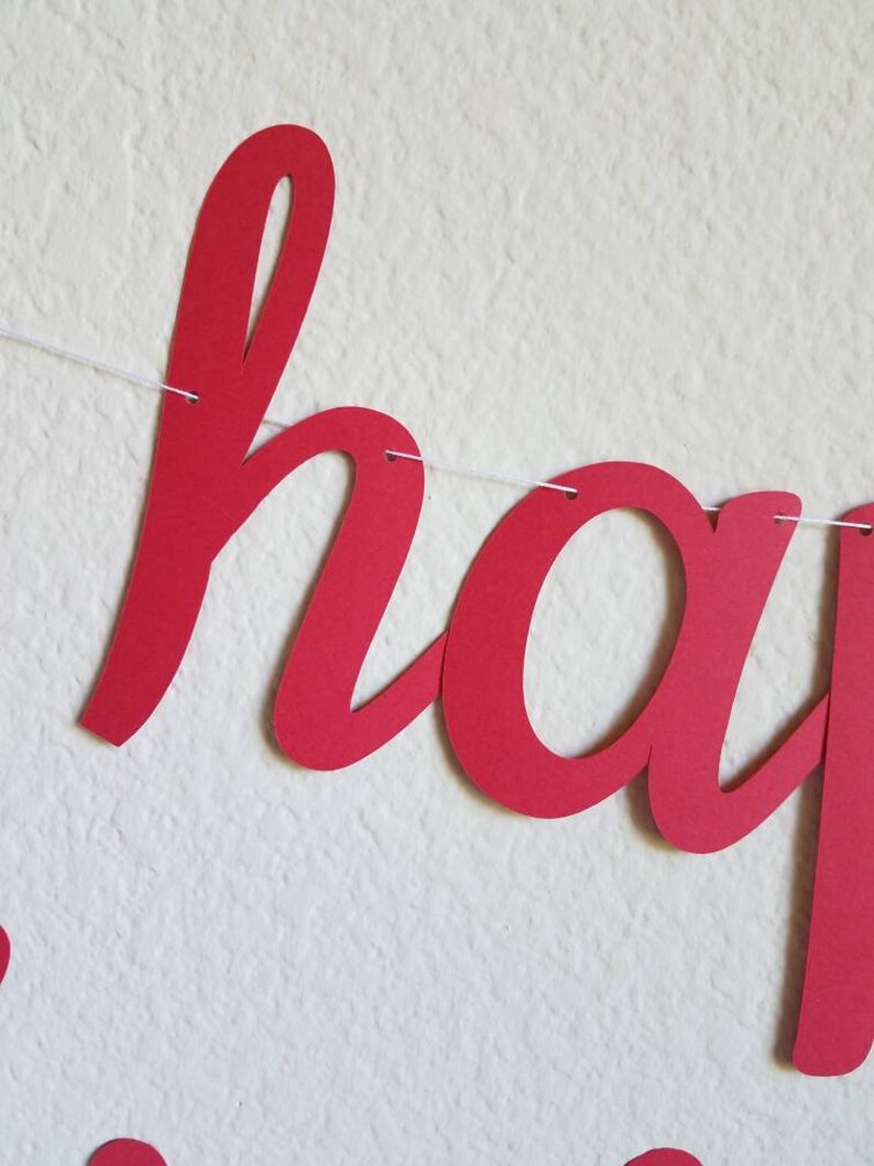 Red Happy Birthday Banner Red Birthday Banner Cursive Red | Etsy