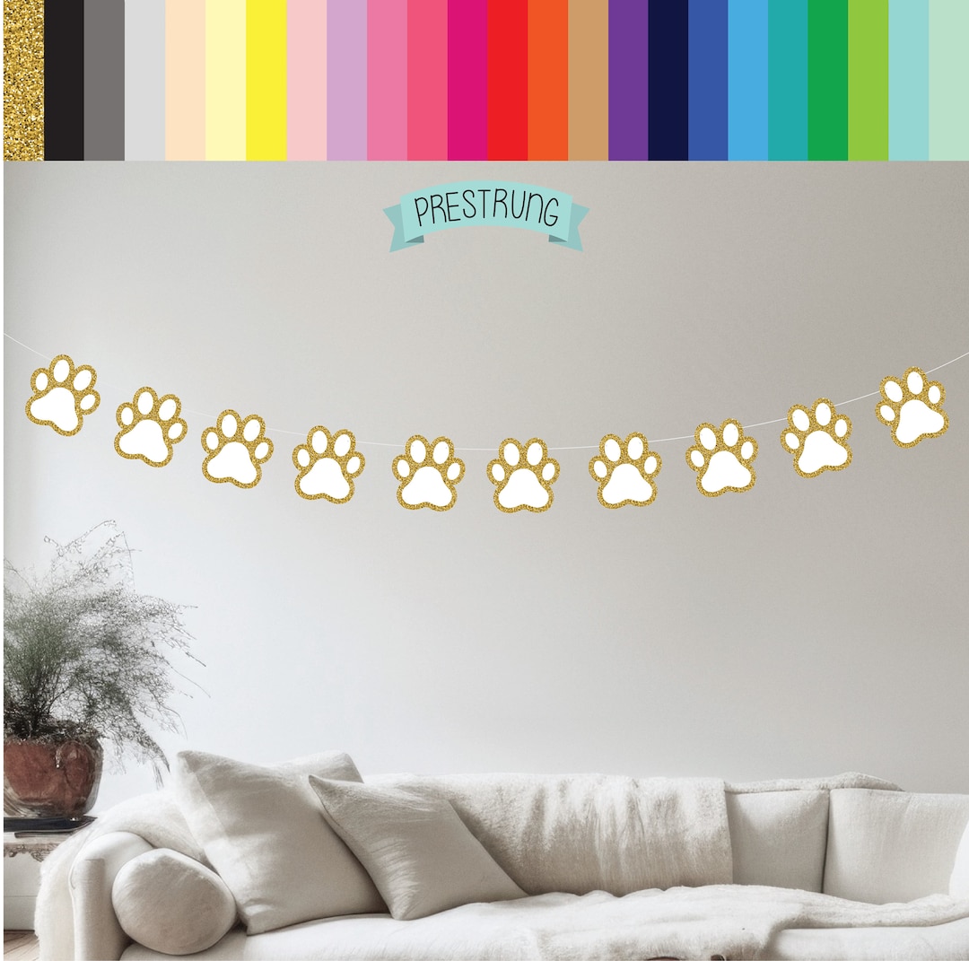 Paw Print Banner, Paw Print Garland, Custom Dog Banner, Custom Cat ...
