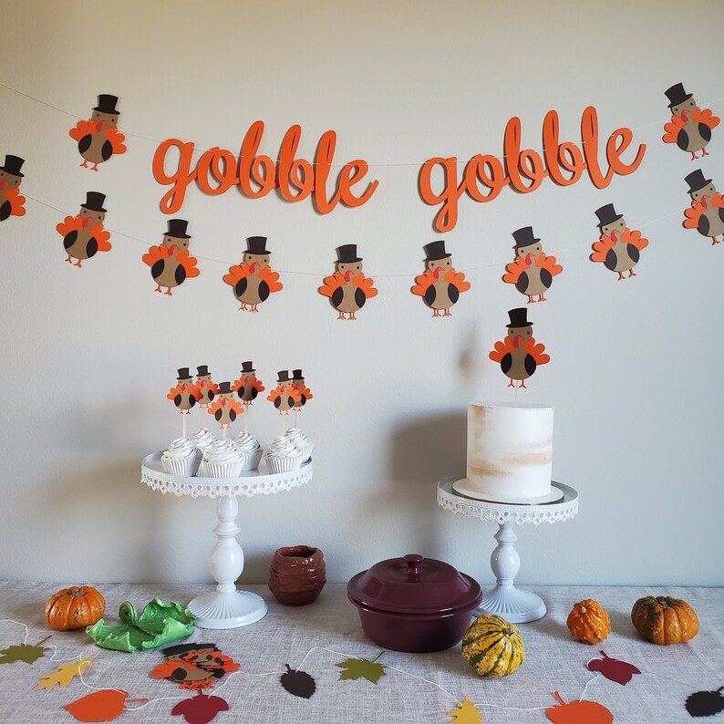 Gobble Gobble, Thanksgiving Banner, Fall Banner, Cursive Gobble Gobble ...