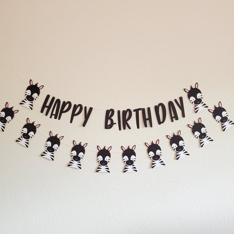 Zebra Banner Zebra Birthday Banner Zebra Garland Zebra - Etsy