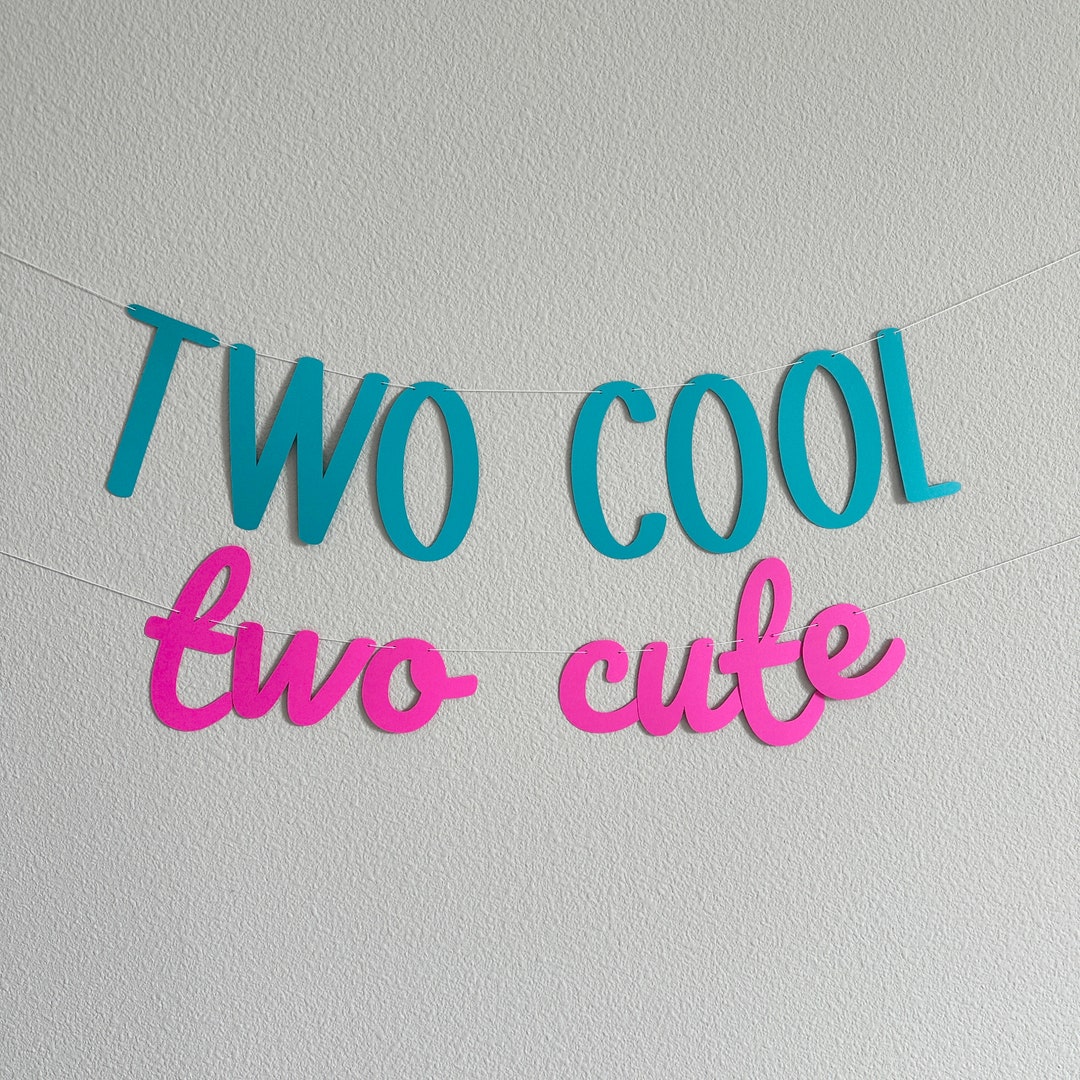 Two Cool Two Cute, Twins 2nd Birthday Banner, Two Cool & Two Cute ...