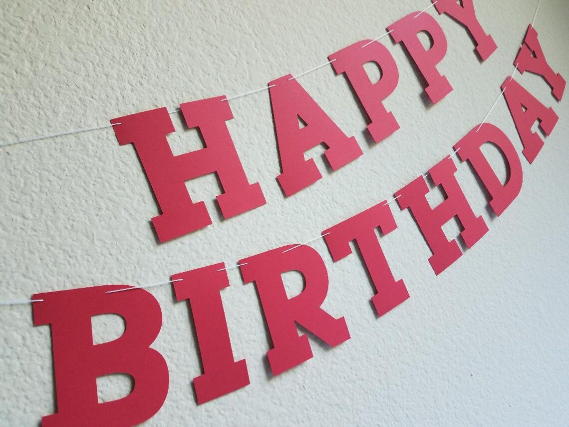 Red Happy Birthday Banner Red Birthday Banner Bold Serif | Etsy