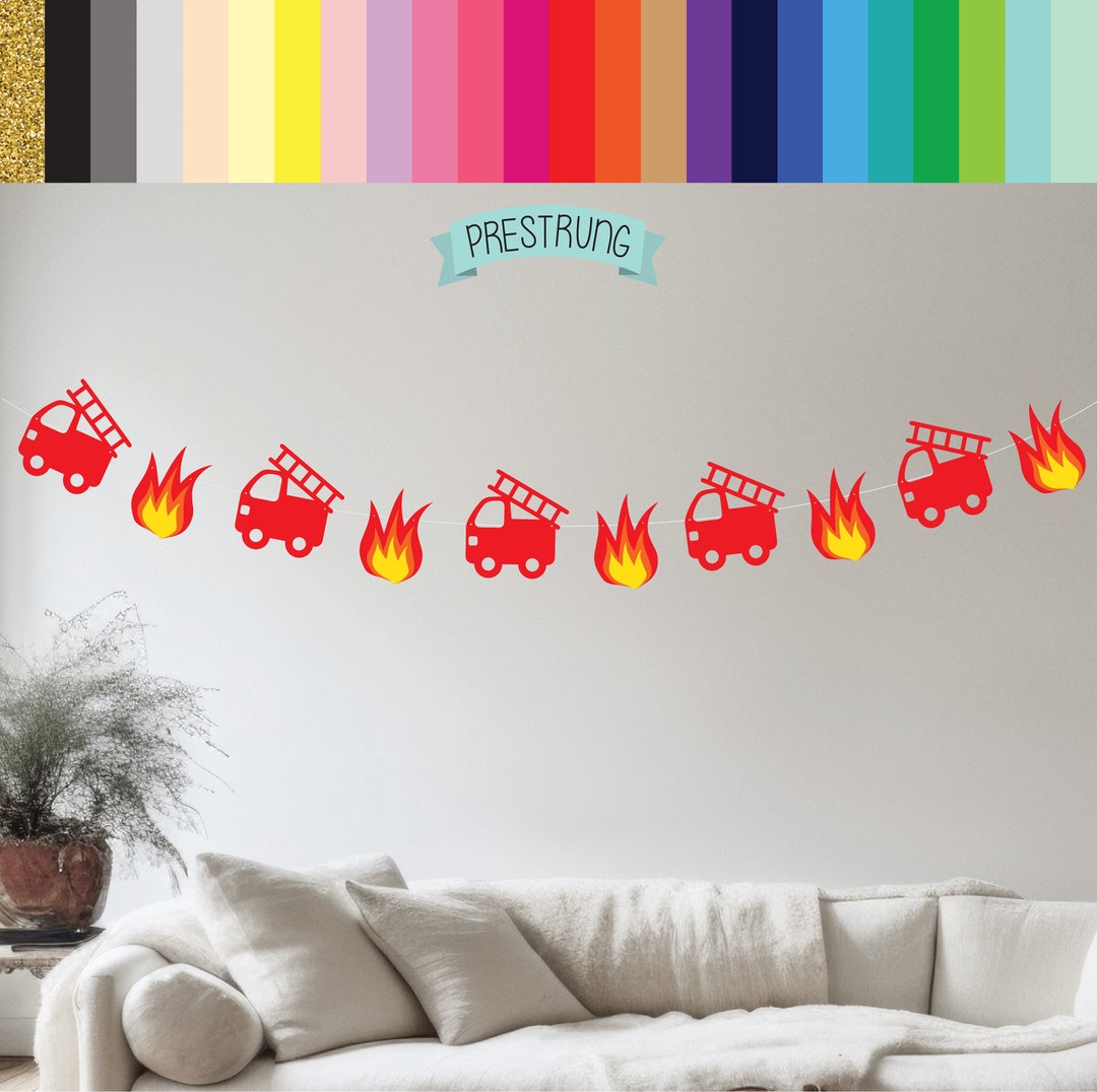 Firetruck Garland Firetruck Decorations Firetruck Banner - Etsy