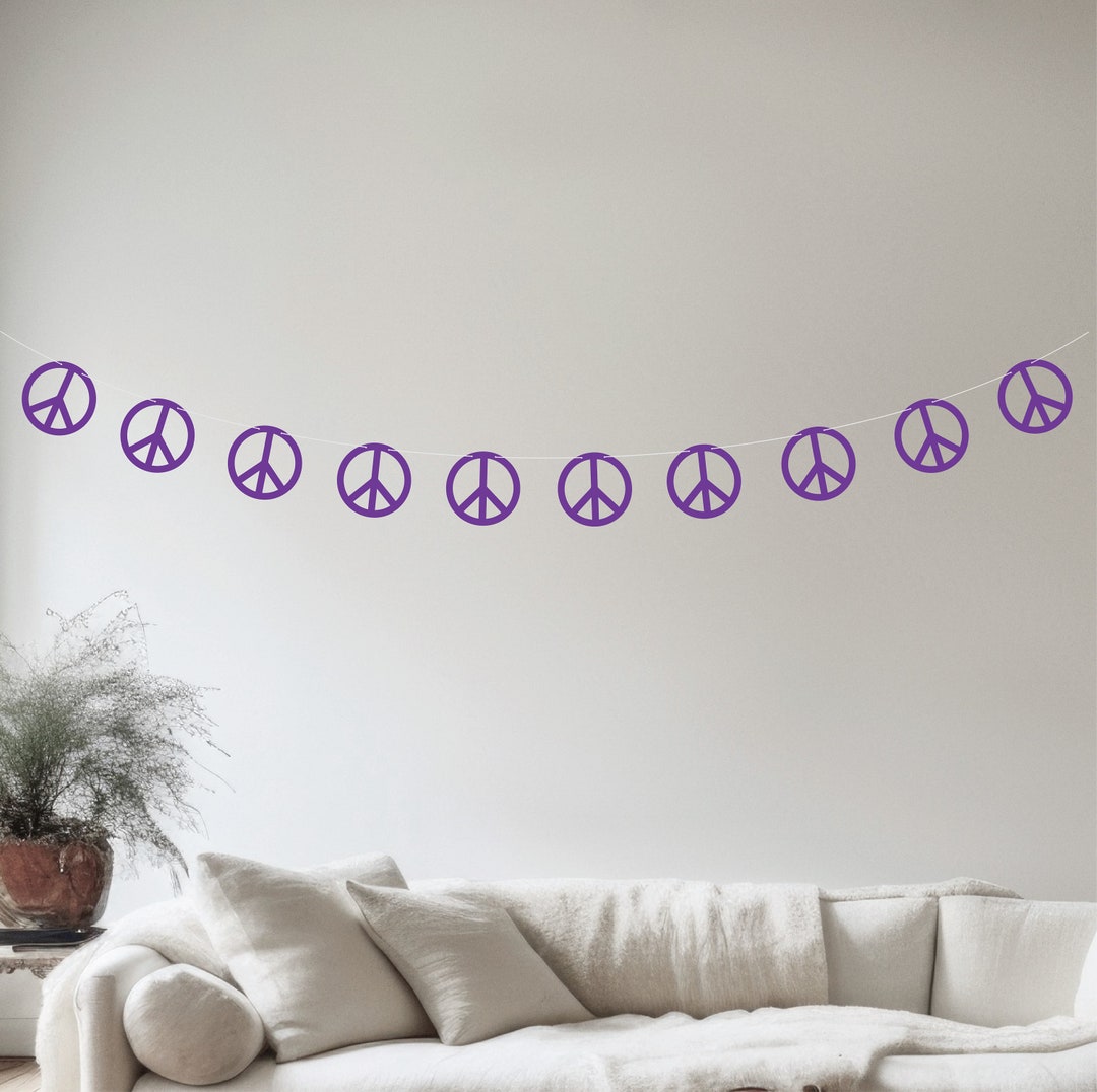 Peace Sign Garland, Peace Sign Banner, Dazed & Engaged, Retro ...