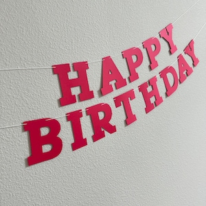 Red Happy Birthday Banner, Red Birthday Banner, Bold Serif Font, Red ...