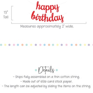 Red Happy Birthday Banner, Red Birthday Banner, Cursive Red Banner, Red ...