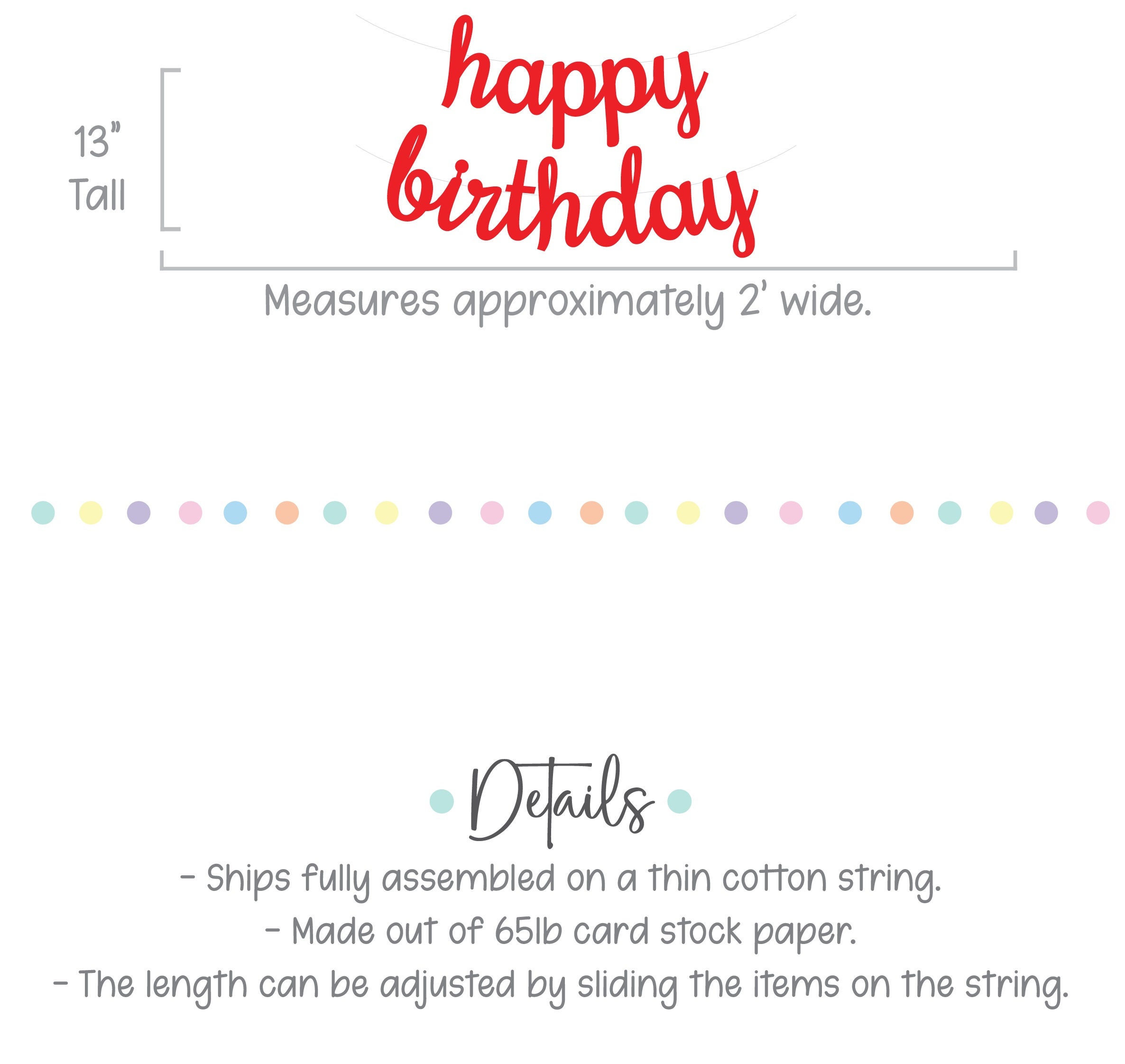 Red Happy Birthday Banner, Red Birthday Banner, Cursive Red Banner, Red ...