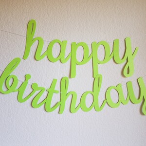 Lime Green Happy Birthday Banner, Lime Green Birthday Banner, Cursive ...