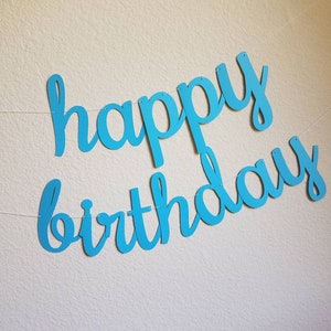 Blue Happy Birthday Banner, Blue Birthday Banner, Cursive Blue Banner ...