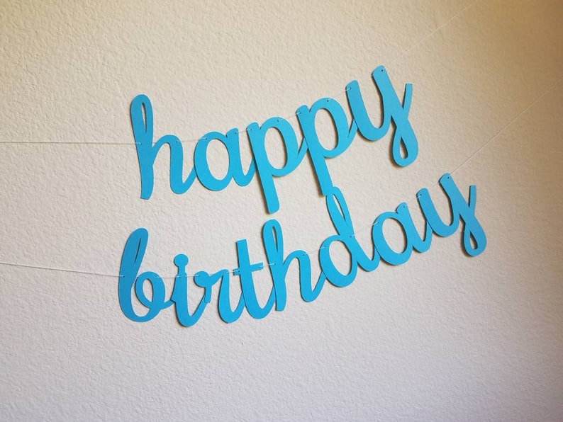 Blue Happy Birthday Banner Blue Birthday Banner Cursive Blue - Etsy