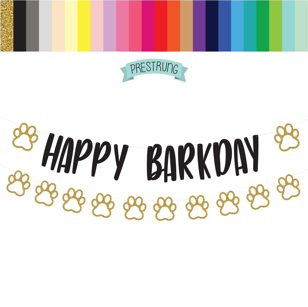Happy Barkday, Happy Barkday Banner, Barkday, Paw Print Garland, Custom ...
