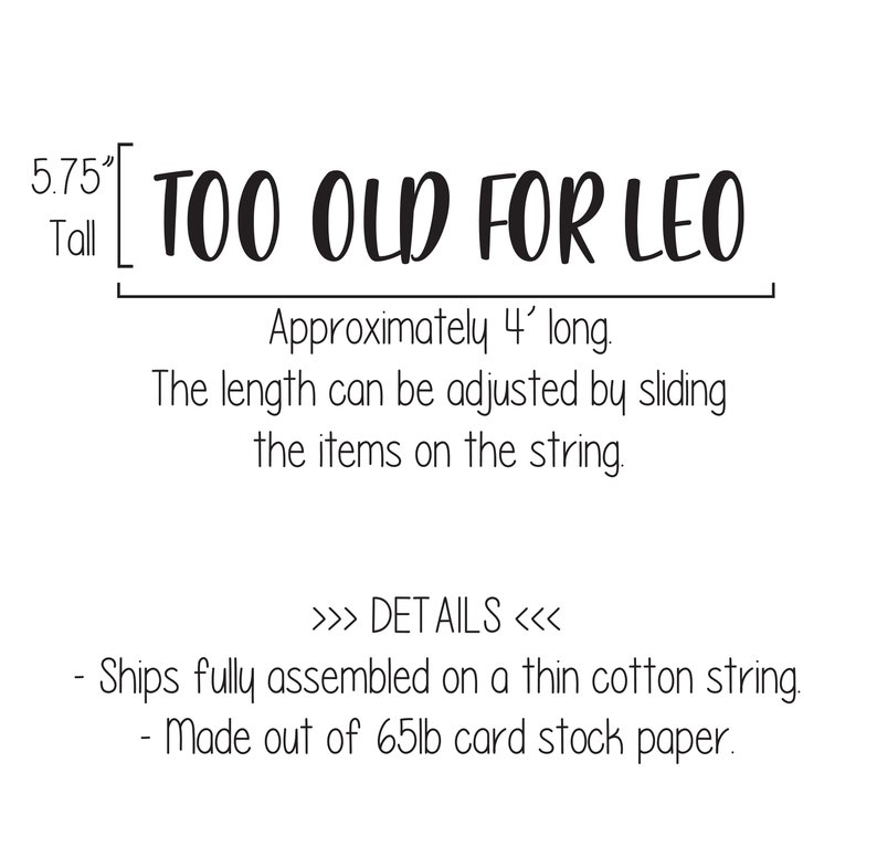 Too Old for Leo Too Old for Leo Banner Funny Birthday - Etsy