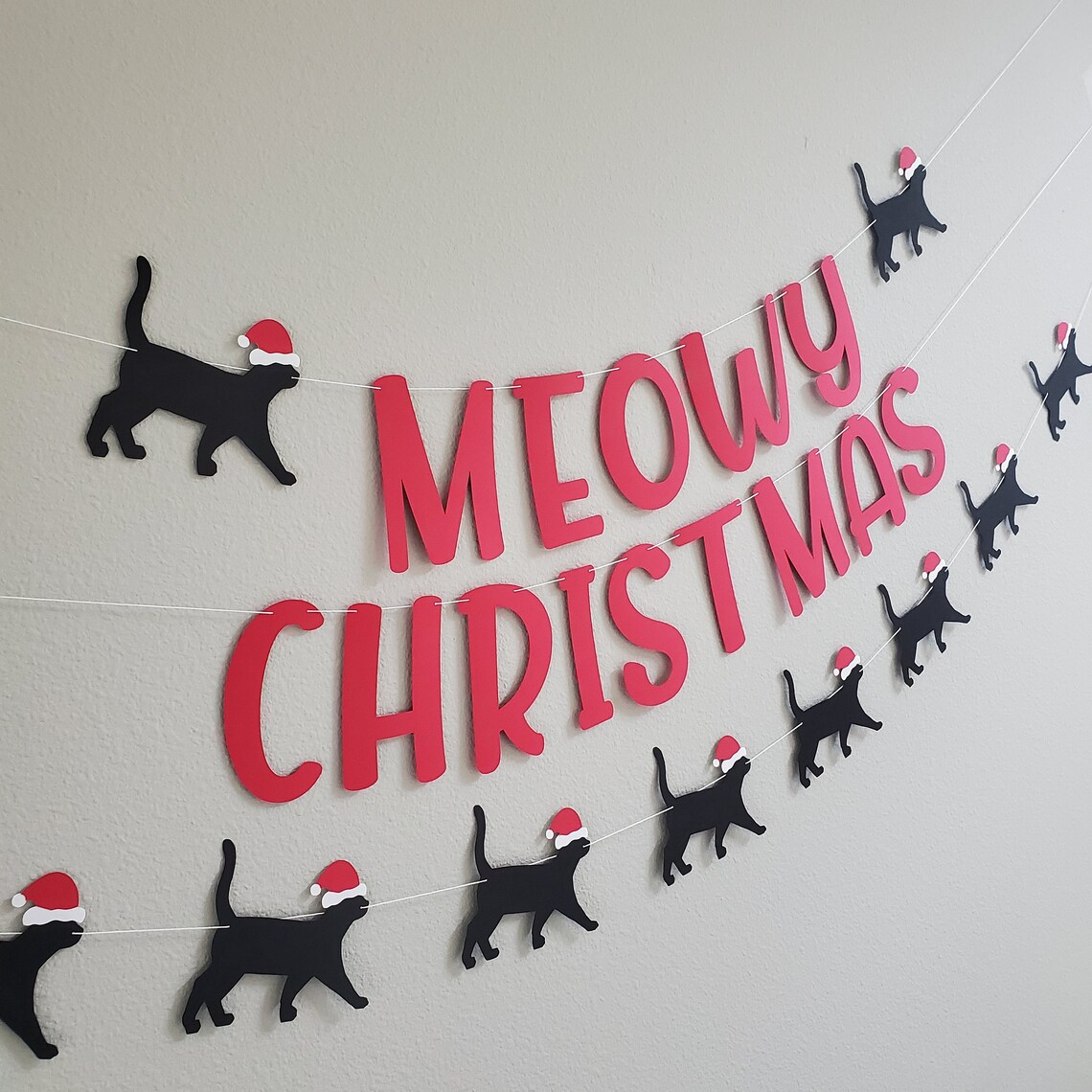 Cat Christmas Garland Cat Christmas Meowy Christmas Banner | Etsy