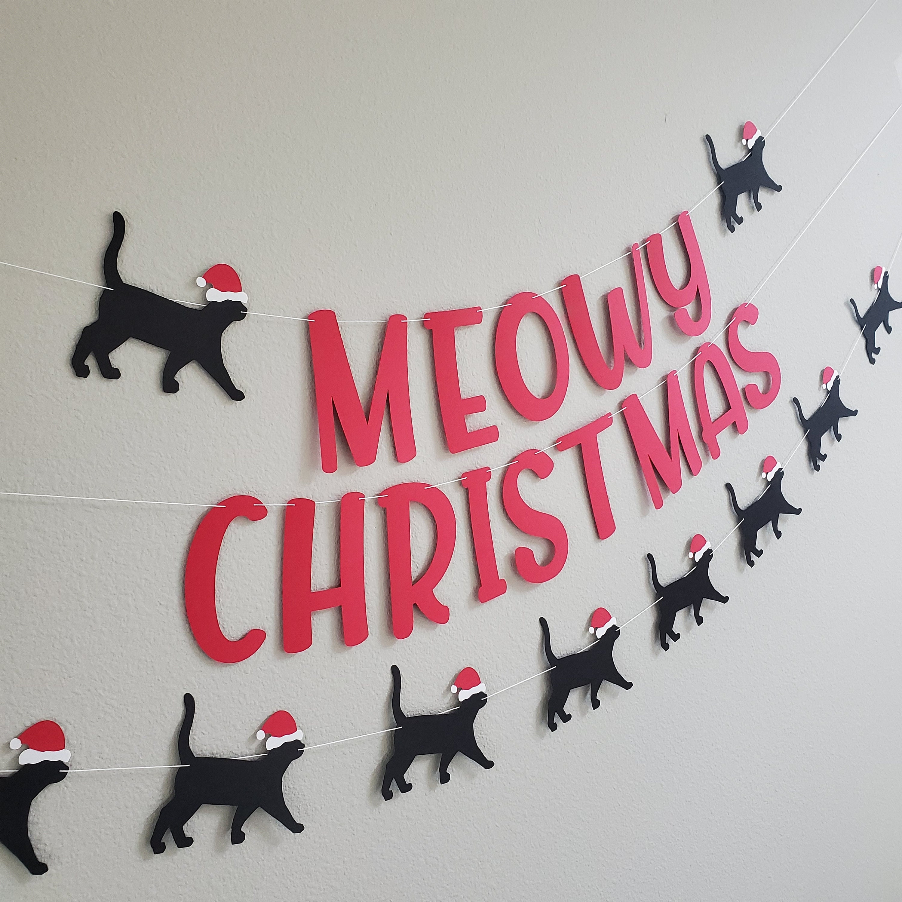 Meowy Christmas Cat Christmas Meowy Christmas Banner | Etsy