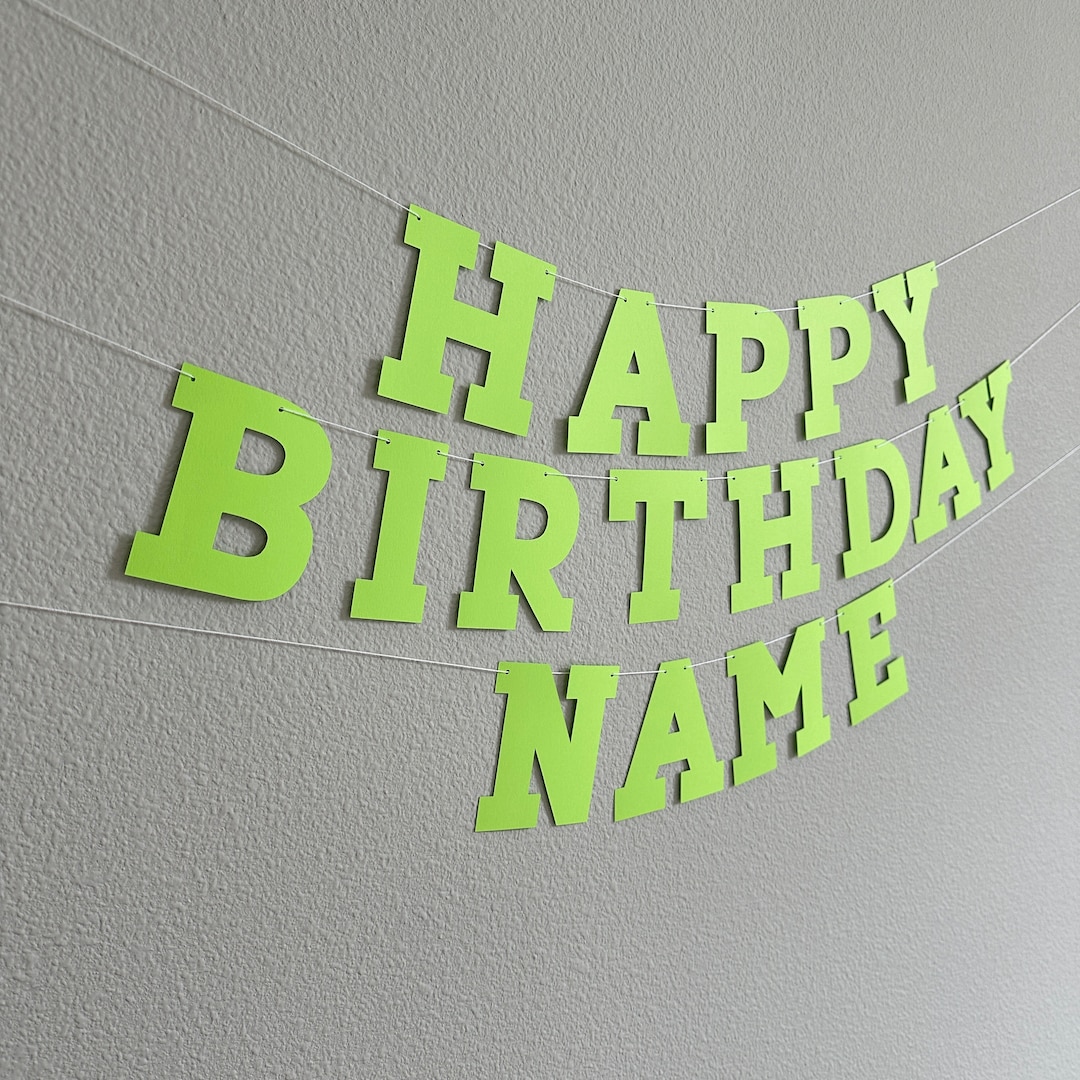 Custom Lime Green Happy Birthday Banner, Bold Serif Font, Lime Green ...