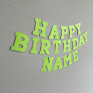 Custom Lime Green Happy Birthday Banner, Bold Serif Font, Lime Green ...