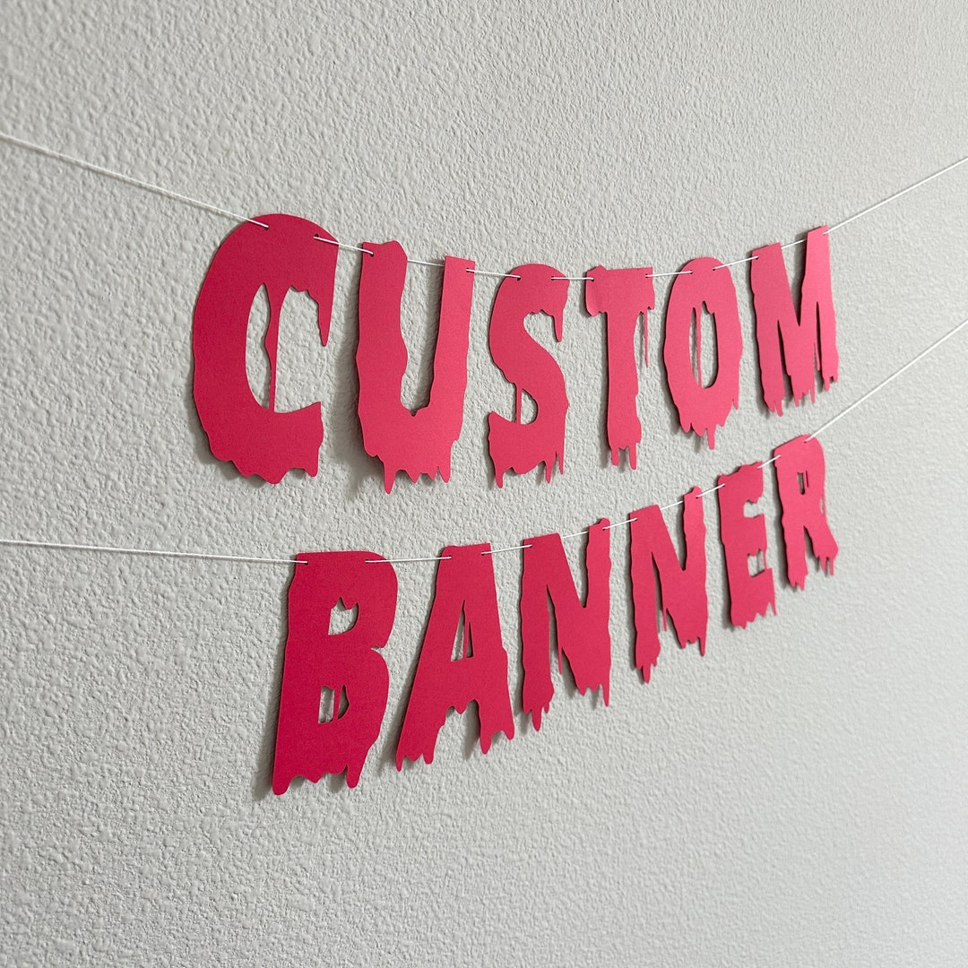 Custom Red Banner, Custom Halloween Banner, Customizable Banner, Custom ...