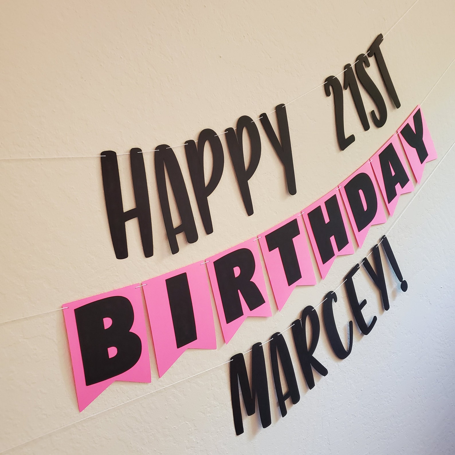 Custom Birthday Banner Pink Birthday Banner Pink and Black | Etsy