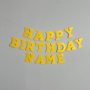 Yellow Happy Birthday Banner, Yellow Birthday Banner, Yellow Banner ...