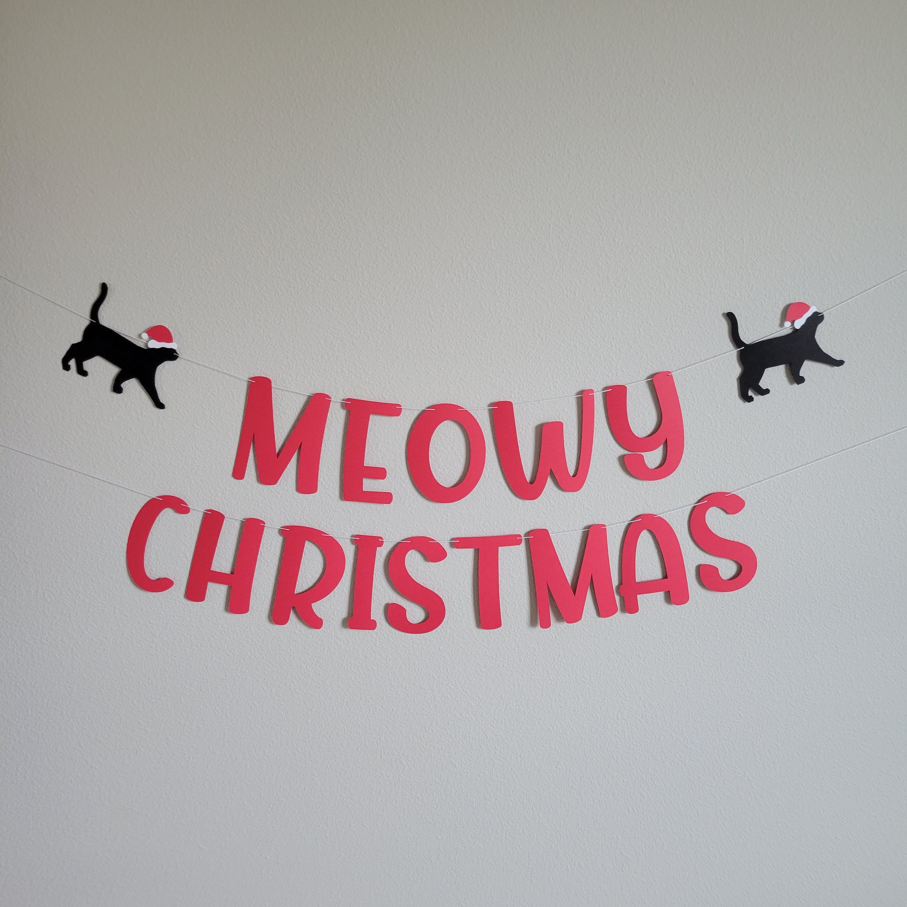 Meowy Christmas Cat Christmas Meowy Christmas Banner | Etsy