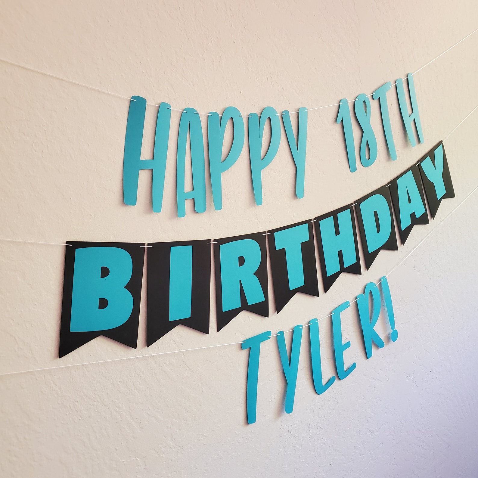 Custom Birthday Banner Black and Teal Birthday Banner Teal - Etsy