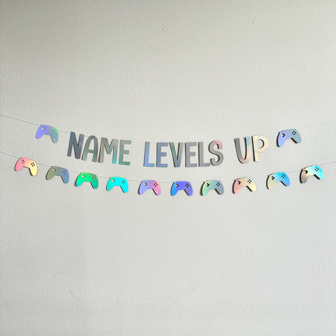 Name Levels Up, Gamer Birthday, Gaming Birthday Banner, Custom Gamer ...