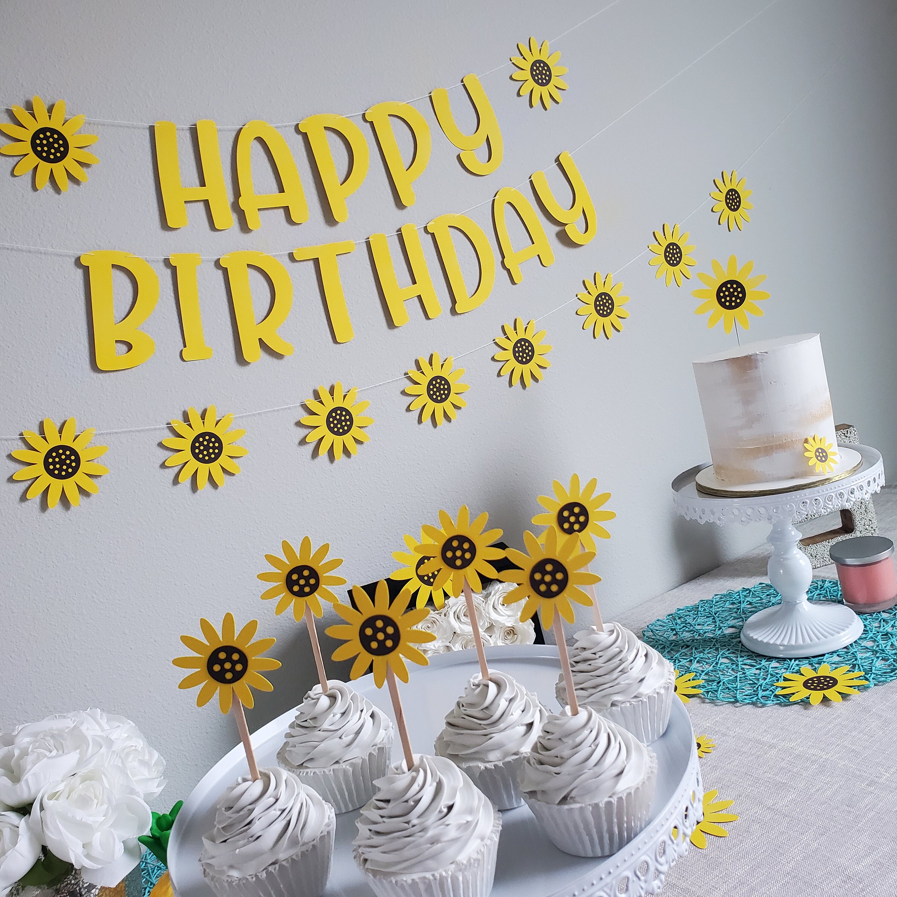 Sunflower Cupcake Toppers Sunflower Party Sunflower Birthday - Etsy