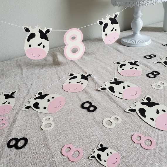 Animal Theme Birthday Decorations Cow Happy Birthday Banner Decorations ...