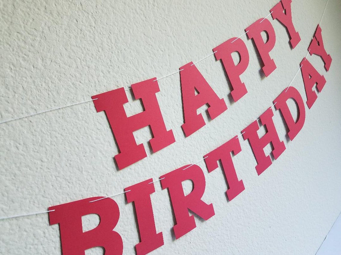 Red Happy Birthday Banner Red Birthday Banner Bold Serif | Etsy