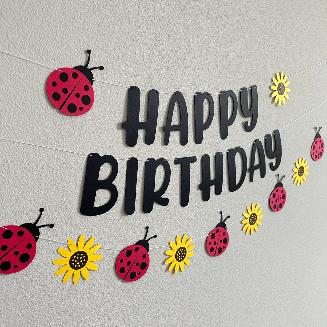 Ladybug Sunflower Birthday Banner, Ladybug Banner, Ladybugs and ...