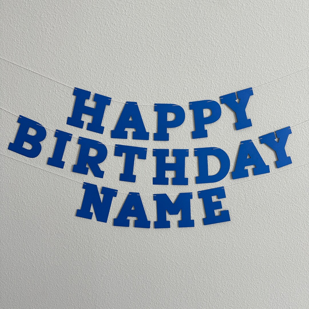 Custom Royal Blue Happy Birthday Banner, Bold Serif Font, Royal Blue ...